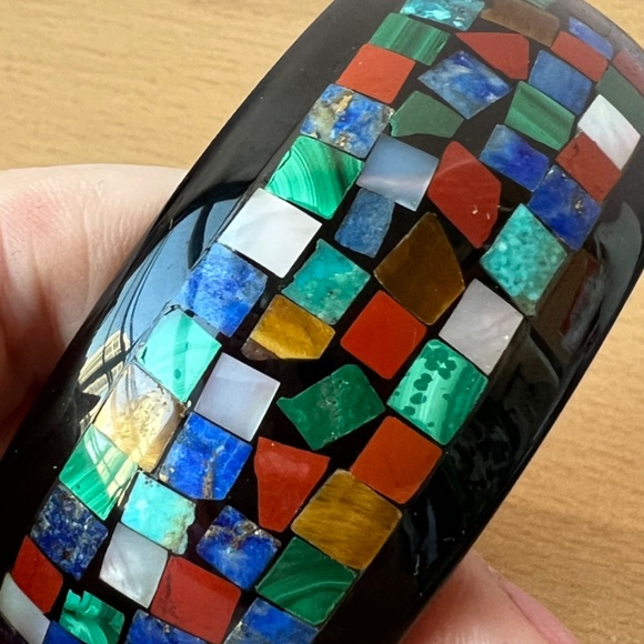 Jewelry | Vintage Wide Plastic Resin Bangle Bracelet Malachite Lapis ...